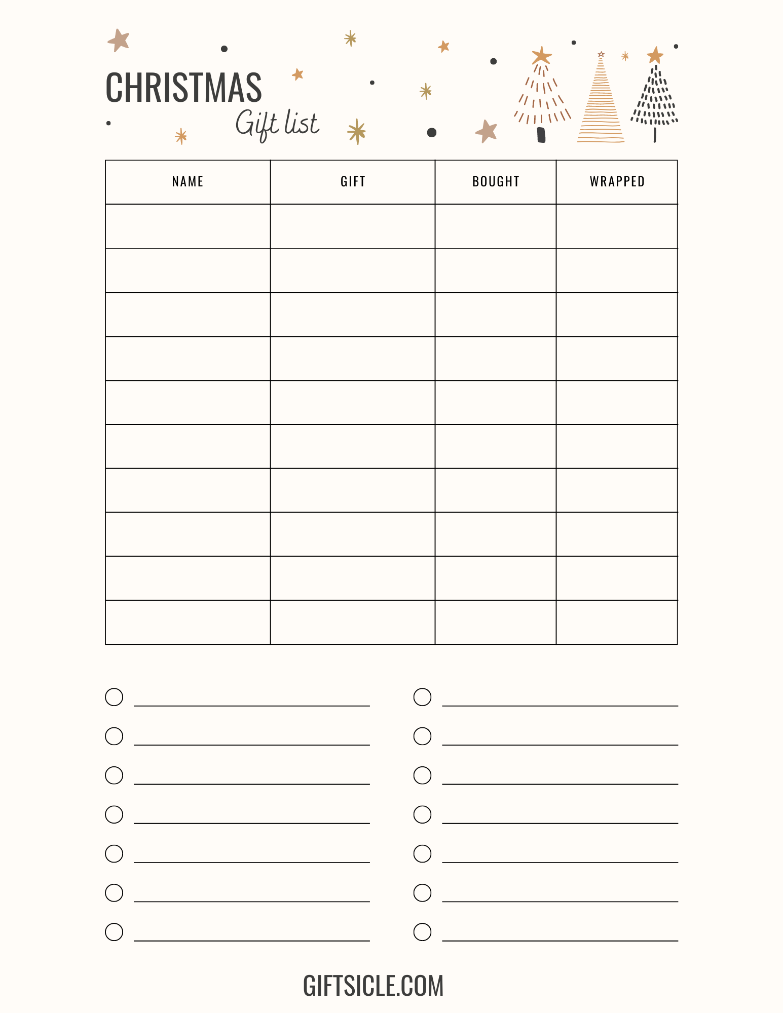 4 Free Christmas Gift Checklists 2025 - Printable Gift List Templates
