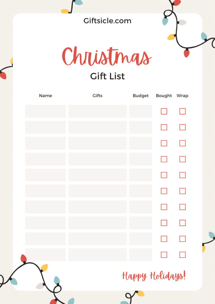 4 Free Christmas Gift Checklists 2025 - Printable Gift List Templates