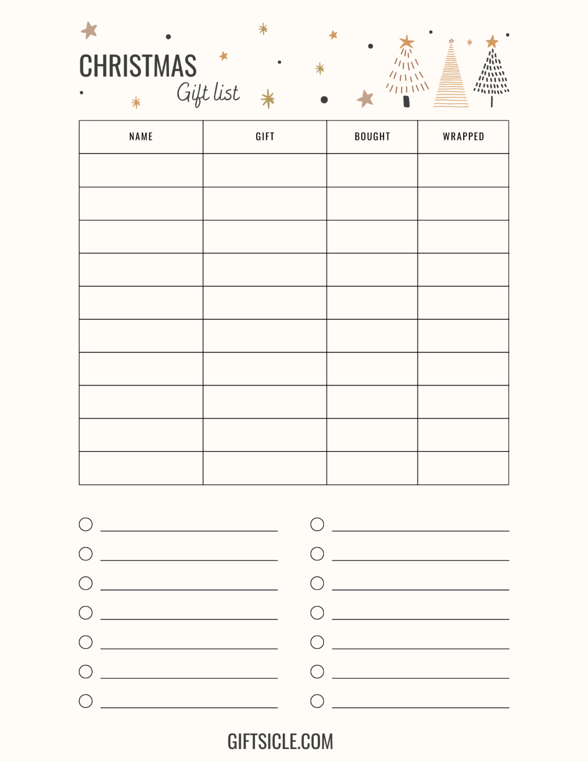 4 Free Christmas Gift Checklists 2025 - Printable Gift List Templates